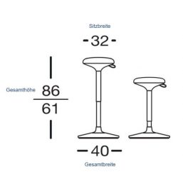 Ergonomischer Schwinghocker - höhenverstellbar bis 86 cm